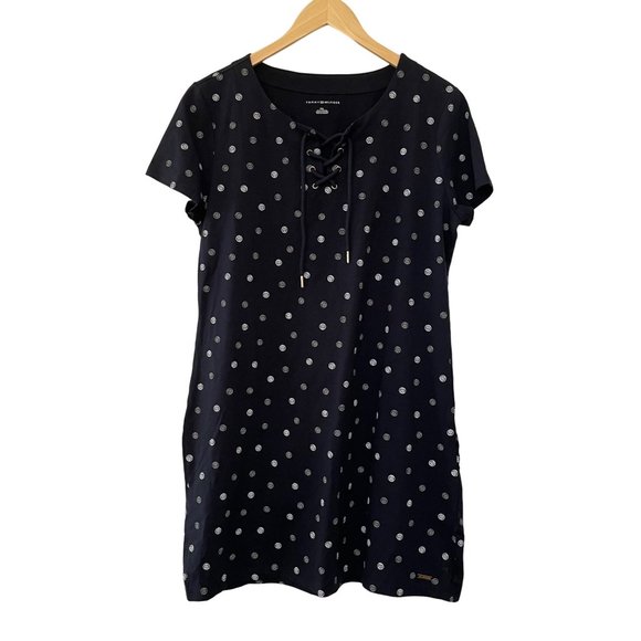 Tommy Hilfiger | Dresses | Tommy Hilfiger Womens Pxl Lace Up Dress Poka ...